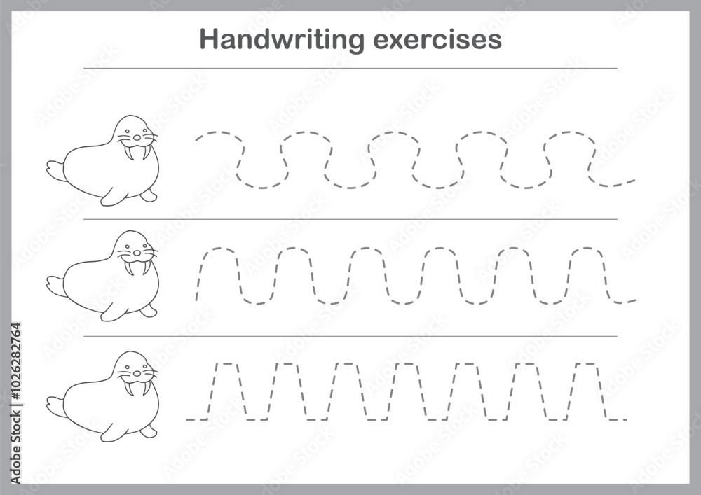 Basic writing exercises. Trace line worksheets for children. Preschool ...