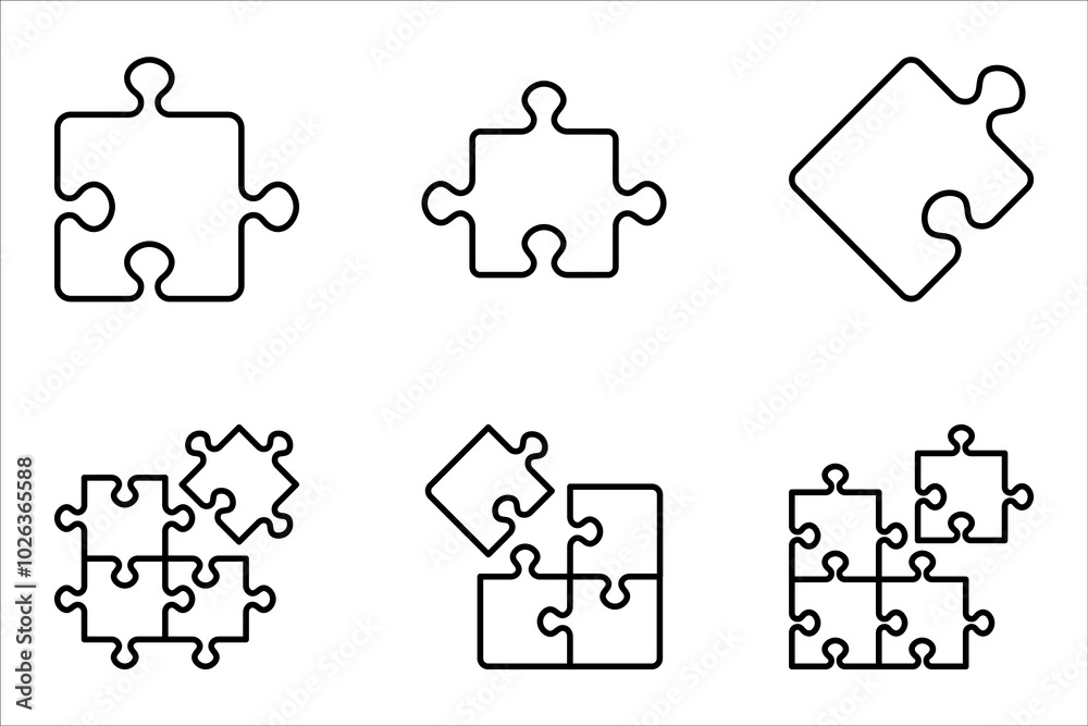Puzzle icon set. Teamwork symbol, jigsaw puzzle icon for website, ui ...