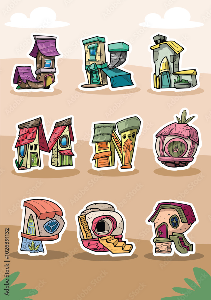 ABC Print illustration house letter alphabet Learning the alphabet and ...