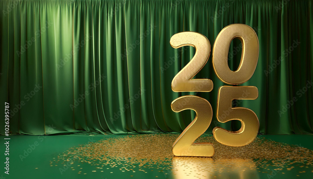 2025 new year hd wallpaper with green background Stock Photo | Adobe Stock