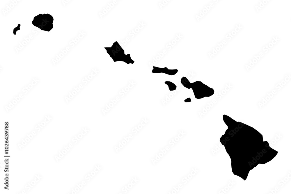 Hawaii state islands map SVG, black fill, transparent background ...