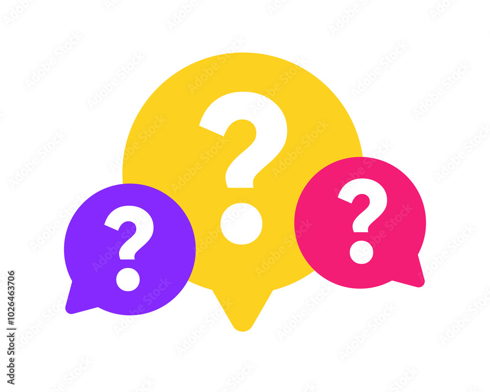 Question Marks in speech bubbles - vector isolated on white. Stock Vector | Adobe Stock