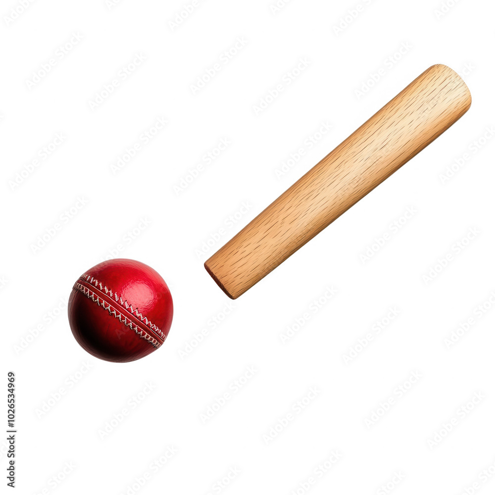 Cricket bat and ball, white isolated background Stock Illustration ...