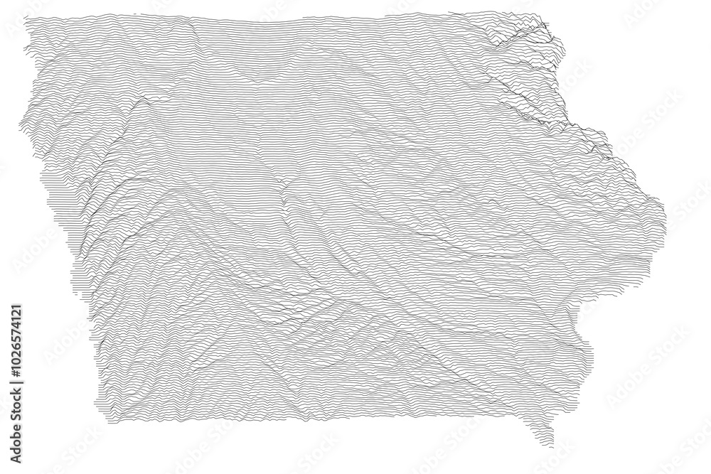 Iowa Elevation Ridgeline Map - Topographic SVG Visualization of State ...