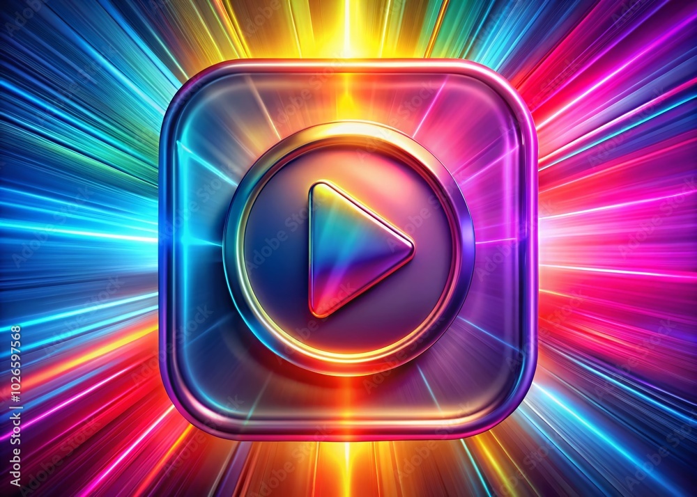 Creative play button icon vector for initiating music videos, featuring ...