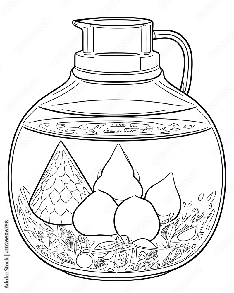 Coloring book for adult and older children. Coloring page with glass ...
