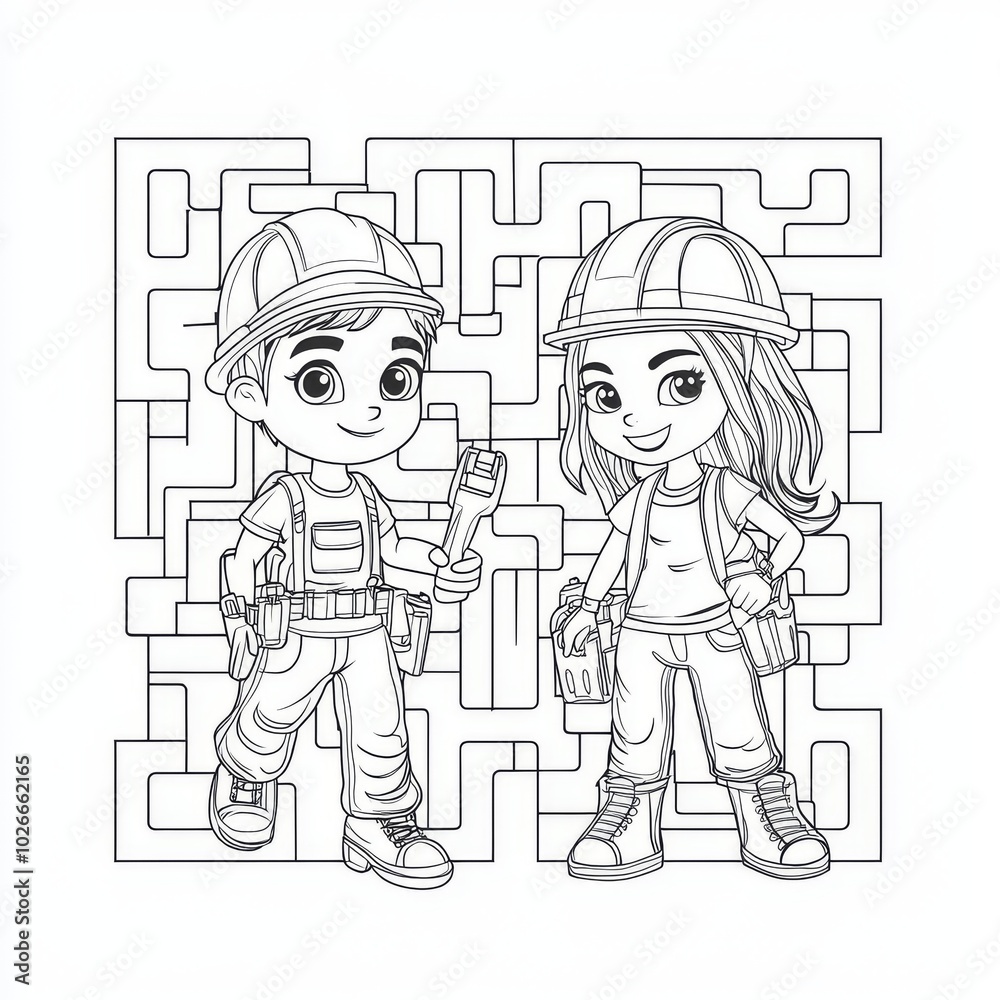 Cartoon Builders with cement mortar and trowel. Construction. Craft ...