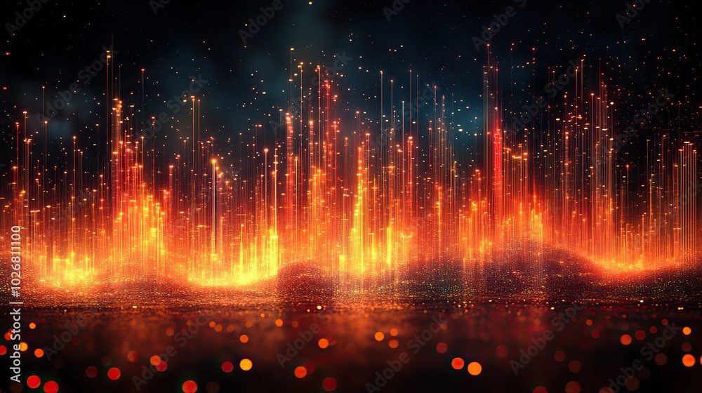 abstract visualization of data bars and lines representing data ...