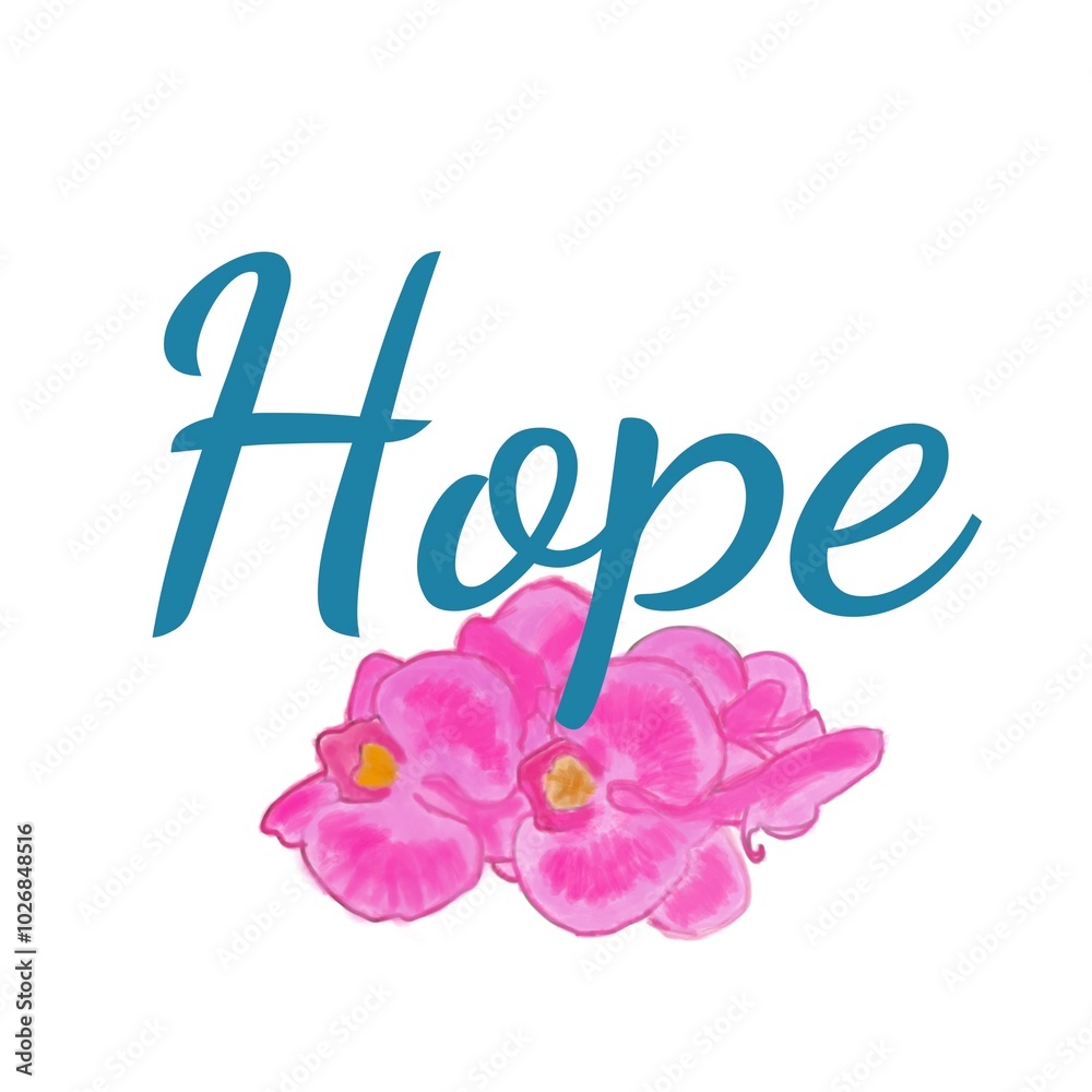 simple graphic design with the word "HOPE" in bold blue letters against ...