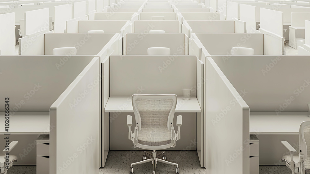 Rows of cubicle workstations Stock Photo | Adobe Stock