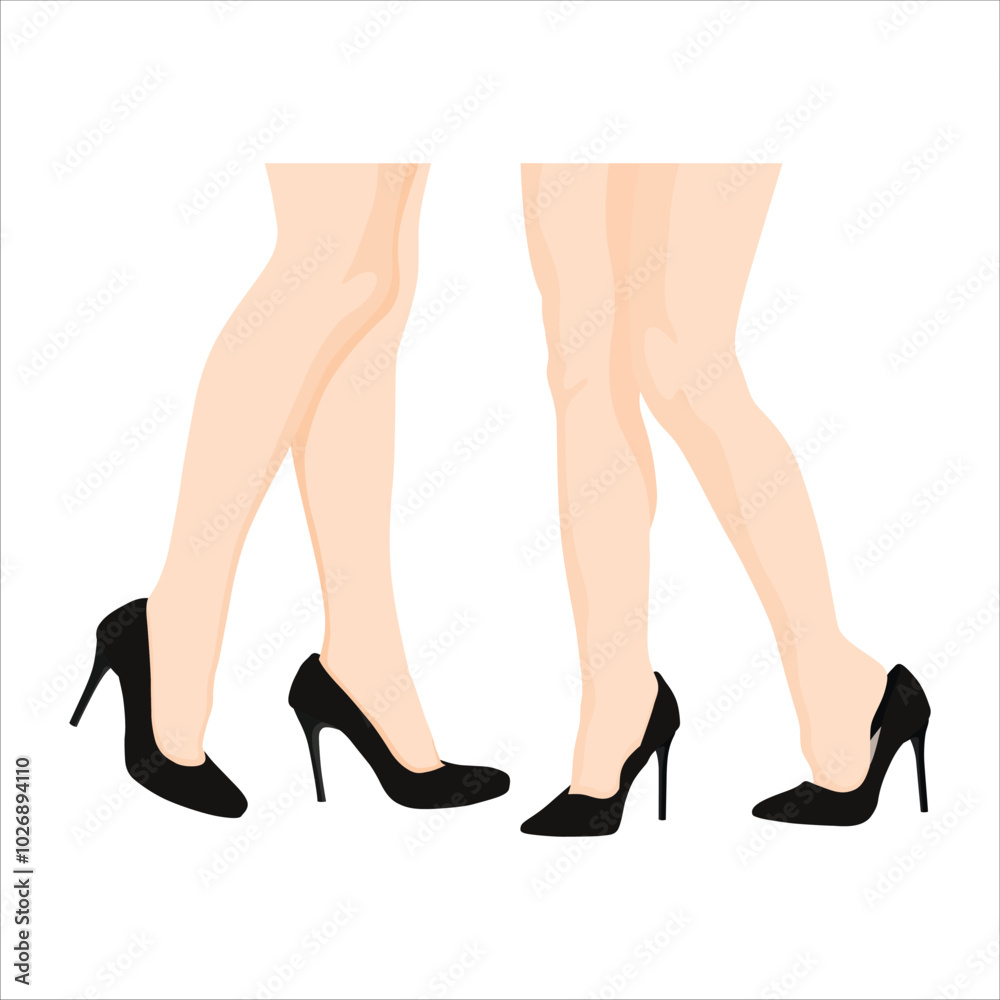 Vector illustration sets of female leg in cartoon flat style. Woman ...