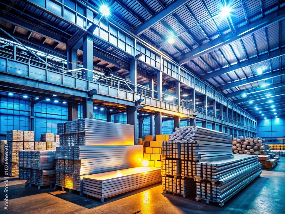 Metals and aluminium are stored in the warehouse, ready for transport ...