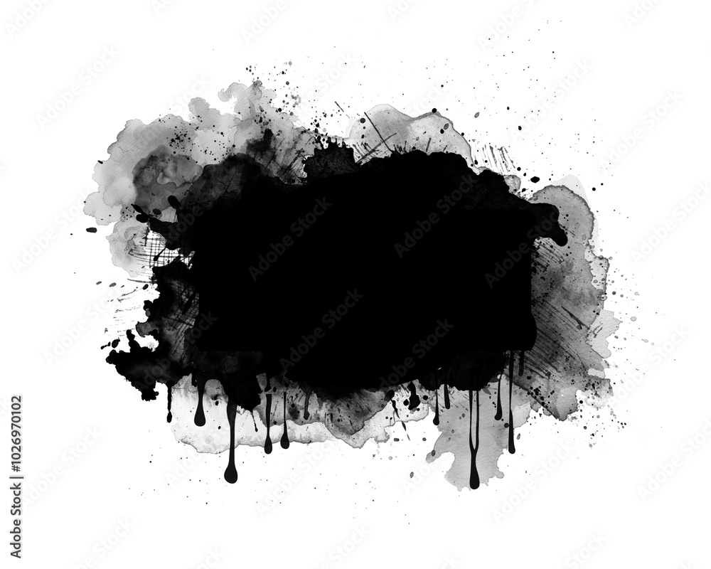 Black graffiti spray paint frames ink splatters and drips, stencil ...