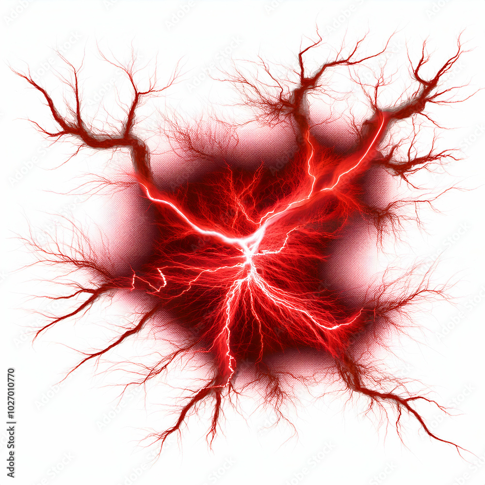 Red electricity with jagged, glowing lines isolated on transparent ...