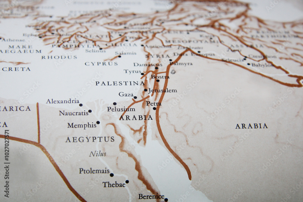 A historical map. Ancient regions of Palestine, Arabia, and Egypt ...