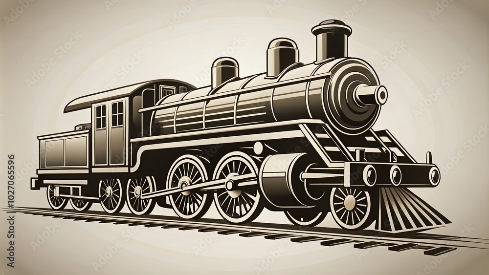 Transform the Black Locomotive Logo into a sleek line art design ...