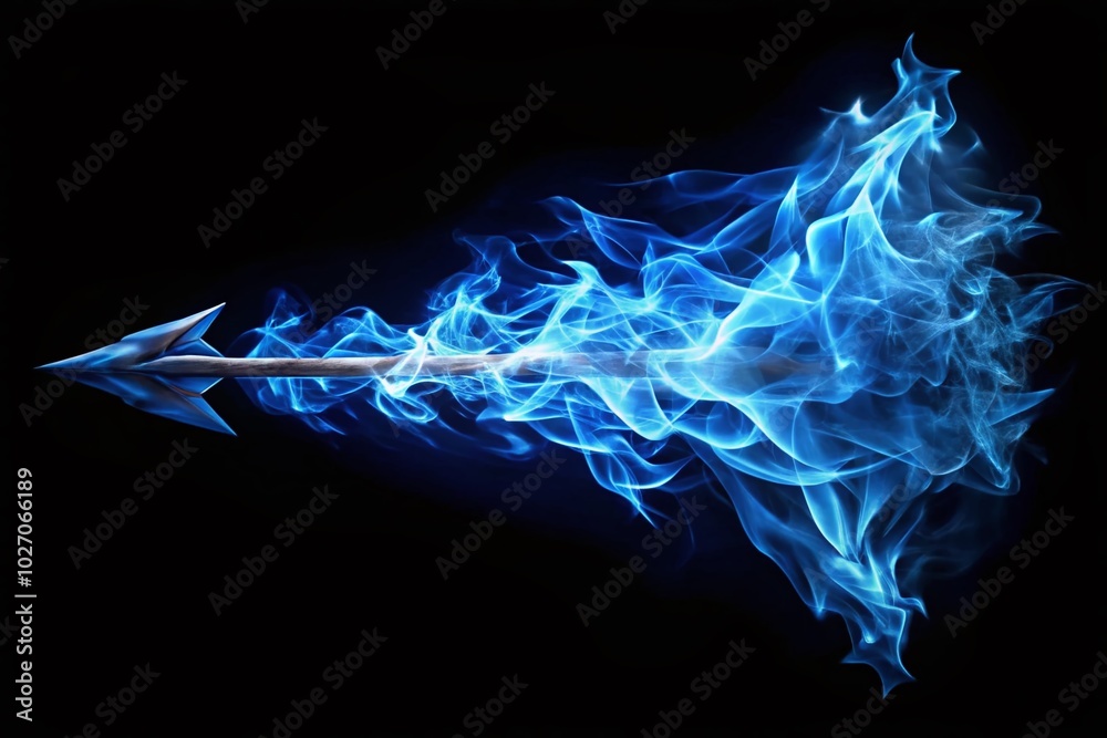 Transparent Blue Flame Arrow on Transparent Background for Dynamic ...