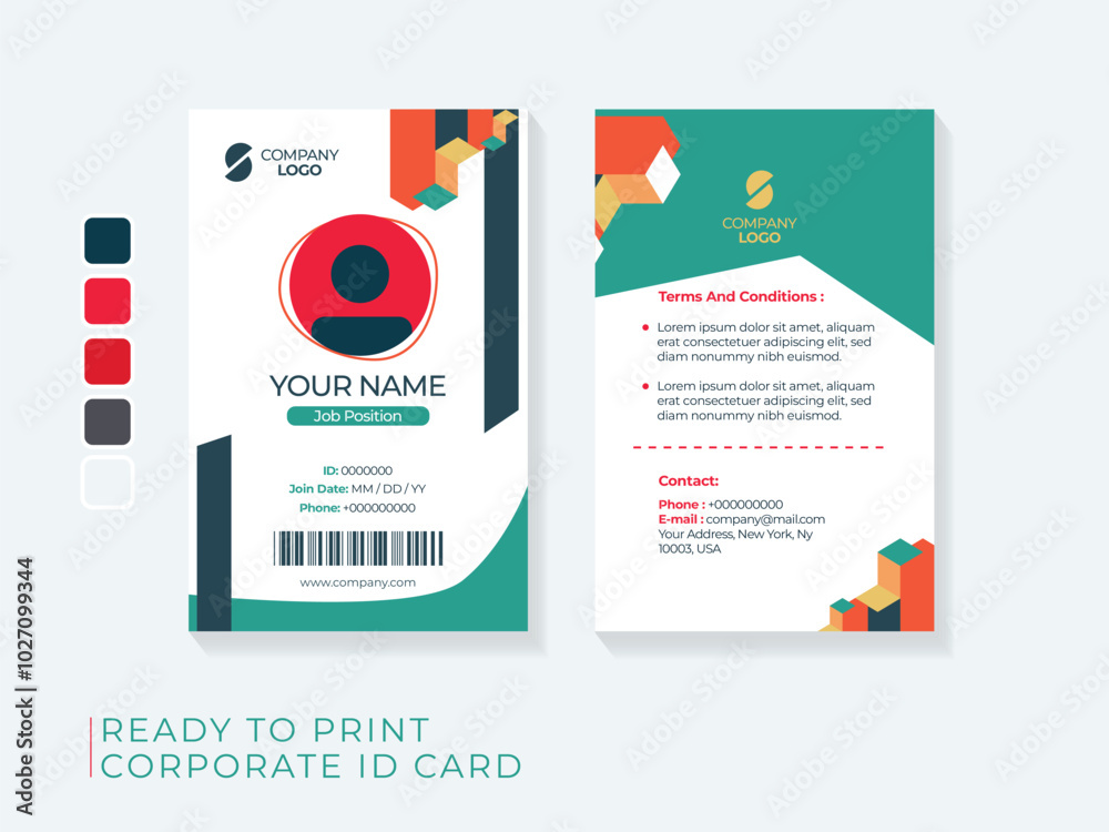 Modern and Minimal Employee Id Card Template | Creative Id Card Design ...