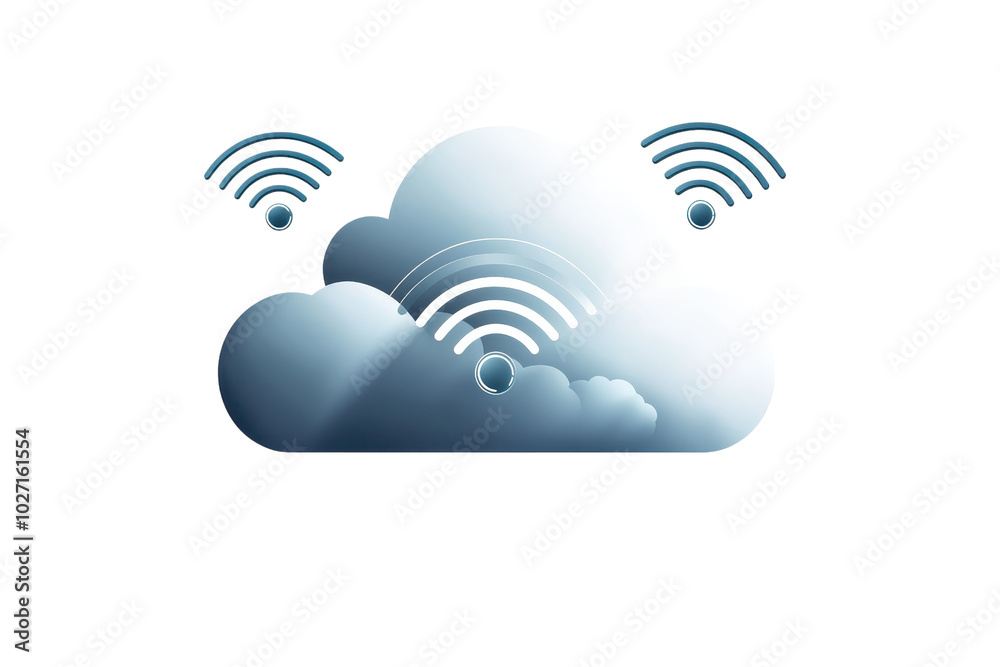Cloud icon with WiFi symbols represents wireless connectivity and cloud ...