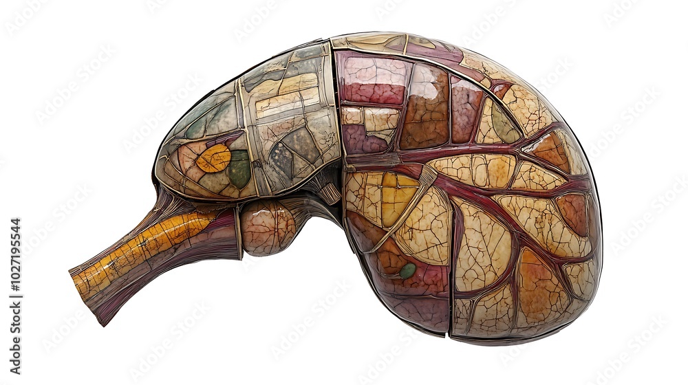 Cross Section of Human Liver with Labeled Anatomy Parts Stock ...