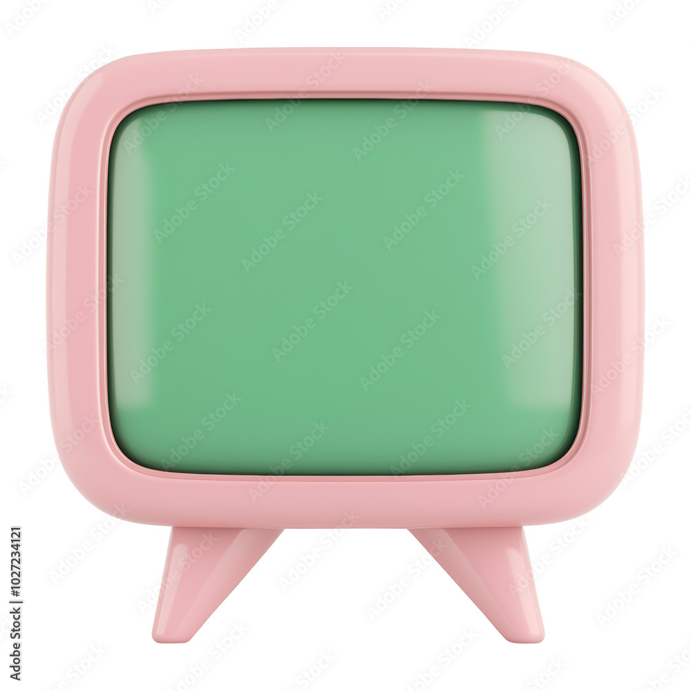Ilustración de Stock 3D pink retro television with a green screen. This ...