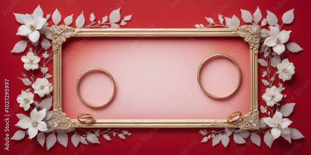 Red wedding invitation with copy space border frame background Stock ...