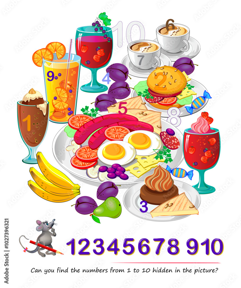 Can you find the numbers from 1 to 10 hidden in the picture? Logic ...