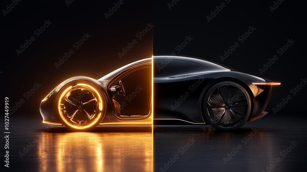 A side-by-side comparison of an early electric vehicle concept and the ...