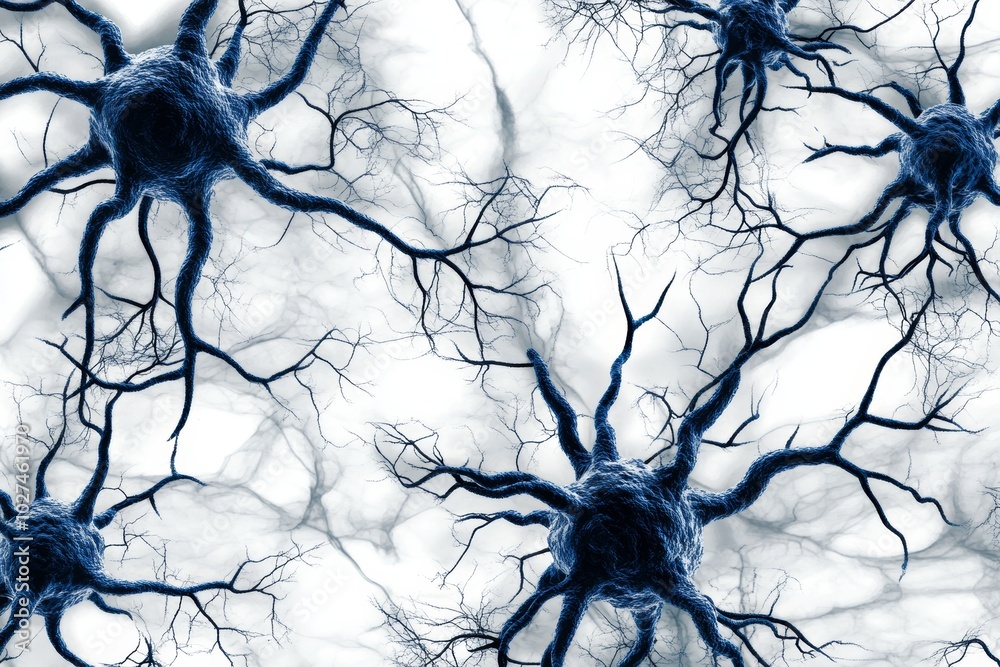 Anatomy of the spinal cord, nerves, cerebellum, brain, and motor neurons under a microscope ...