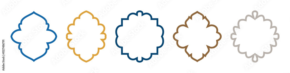 Set of Arabic and Moroccan window shapes, Islamic arches for mosque ...