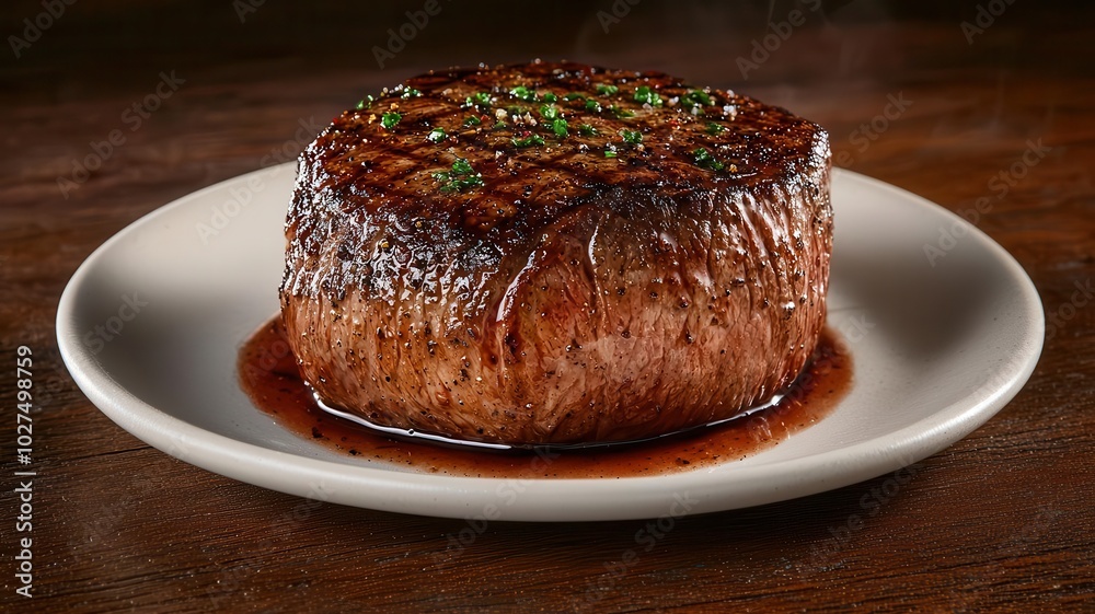 Flash photography of a gourmet steak meal, with the lighting ...