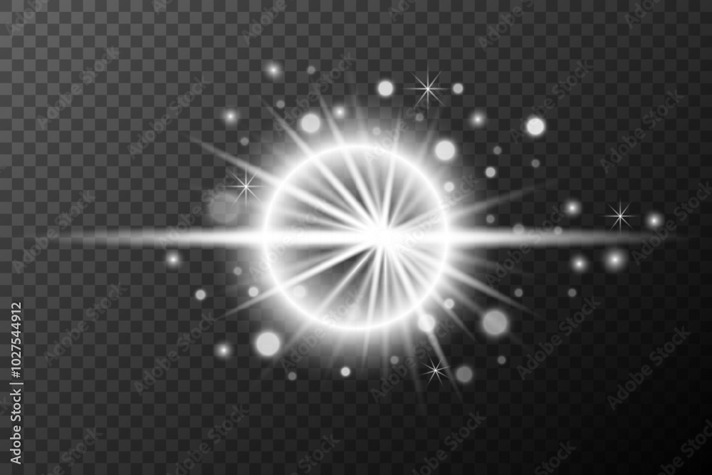 Light effect, Isolated white transparent flare explosion sparkle dust ...