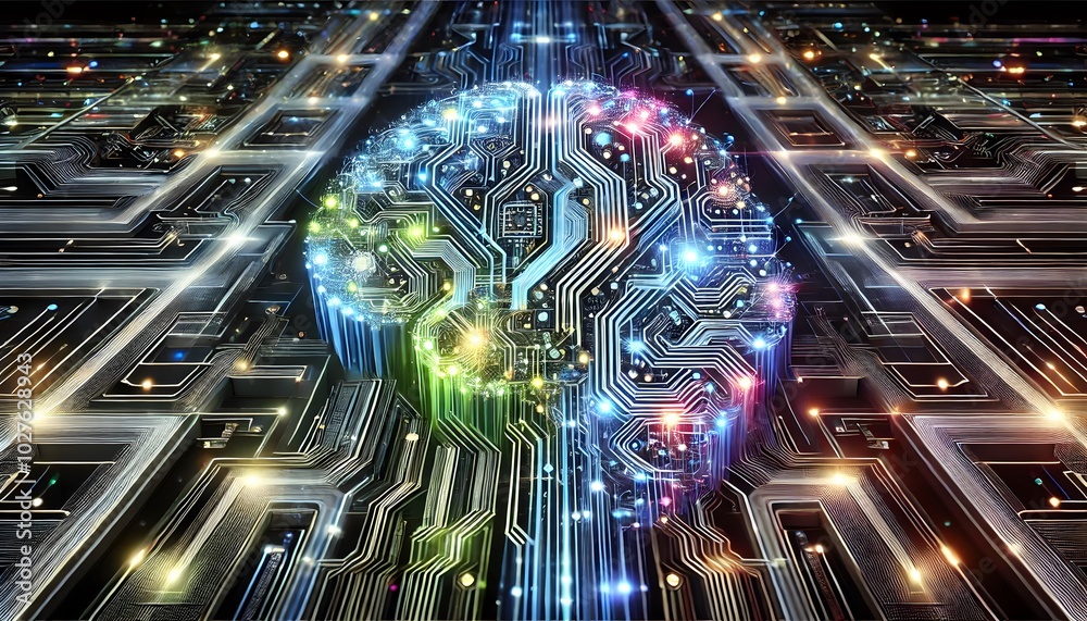 Стоковая иллюстрация «Visuals that resemble a digitized human brain are ...