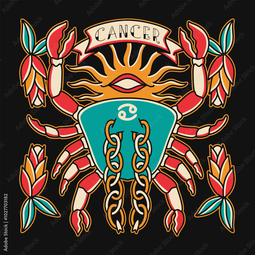 Cancer zodiac vector design, astrology graphic poster, horoscope and ...