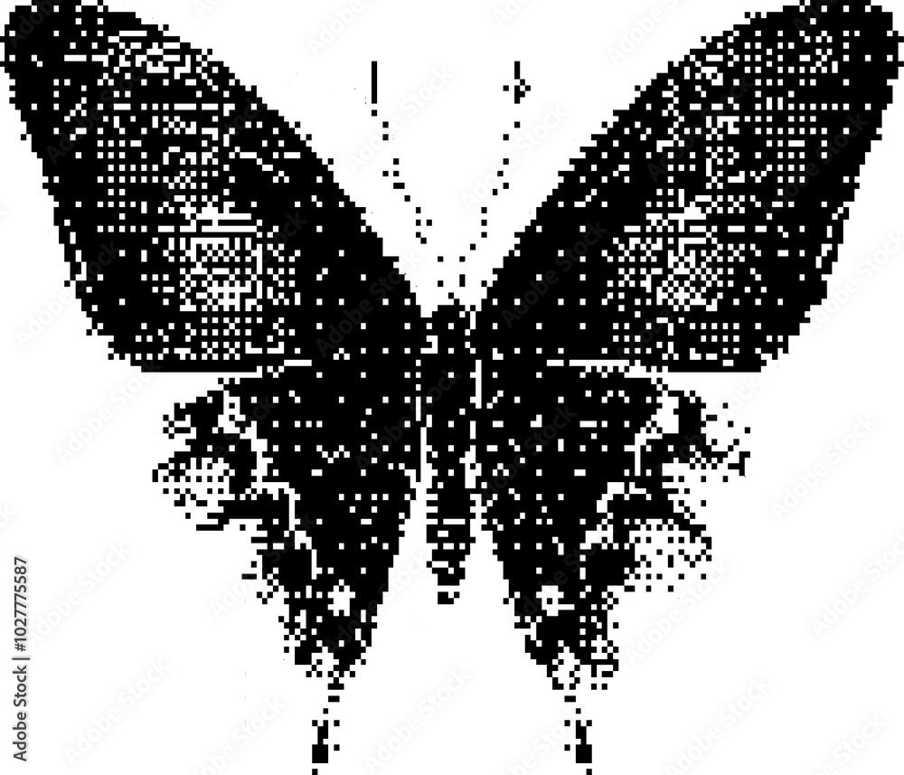 Butterfly pixelated element on transparent background, Butterfly bitmap ...