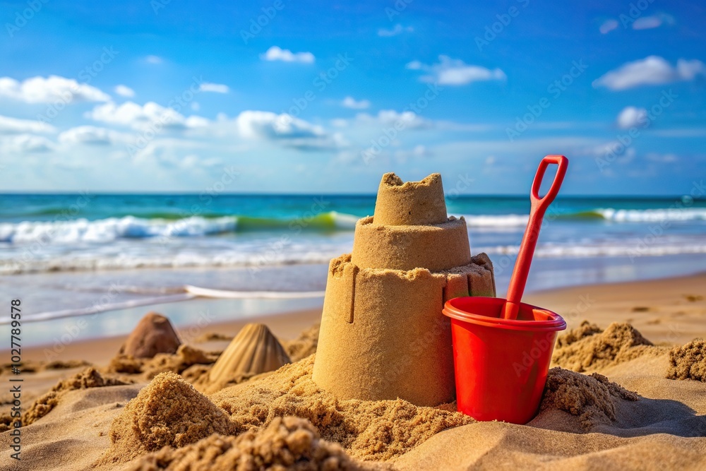 bucket, play, beach, coastal, vacation, recreation, sand, shovel ...
