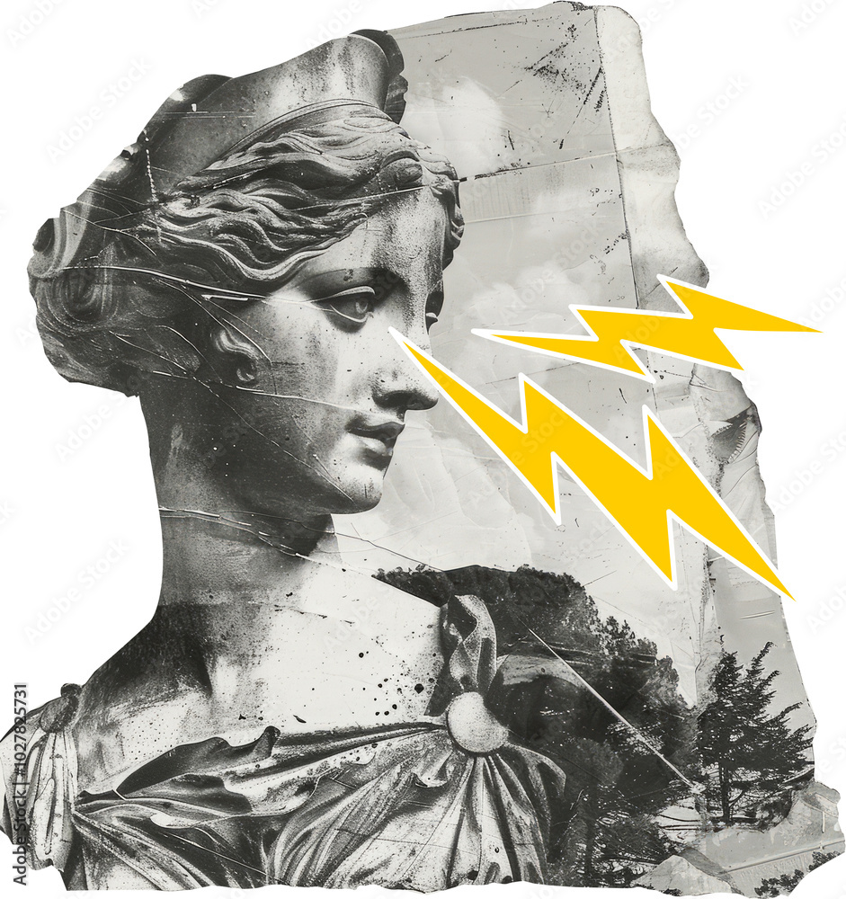 Greece modern face statue contemporary digital collage, Greek sculpture ...