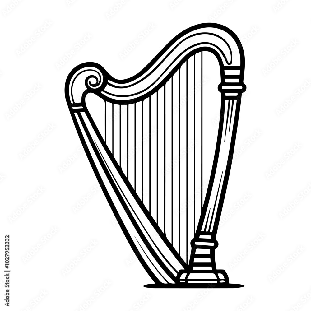 harp icon or modern line symbol. Vector line art and icon design with ...