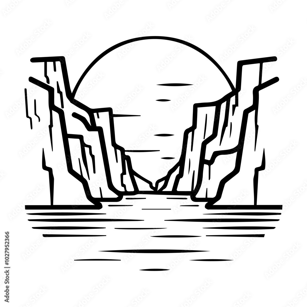 canyon icon or modern line symbol. Vector line art and icon design with ...