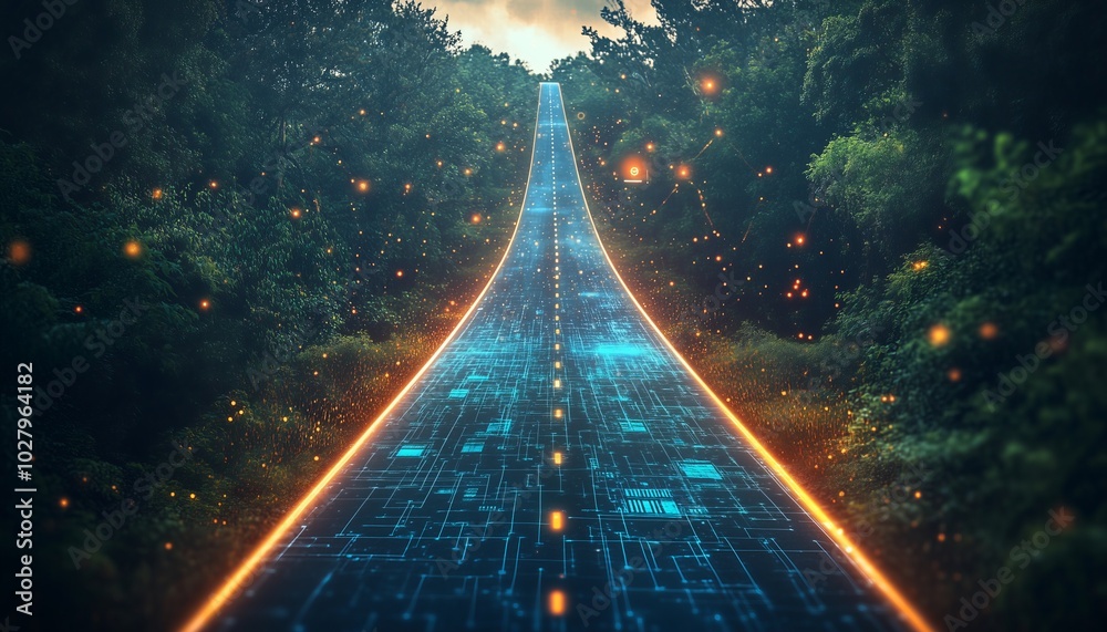 A digital transformation roadmap with key milestones and objectives, highlighting the process of ...