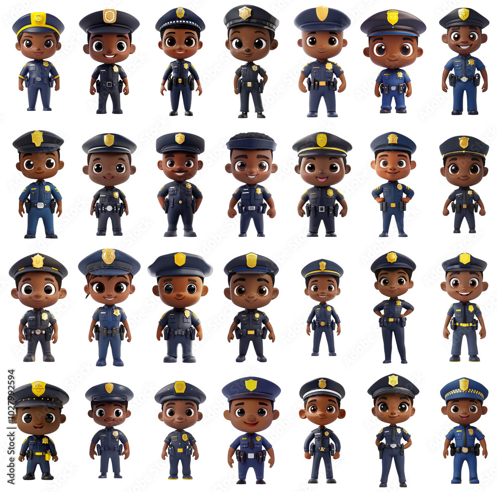 Stock-Illustration „Cartoon Police Officer Characters Set - Transparent ...