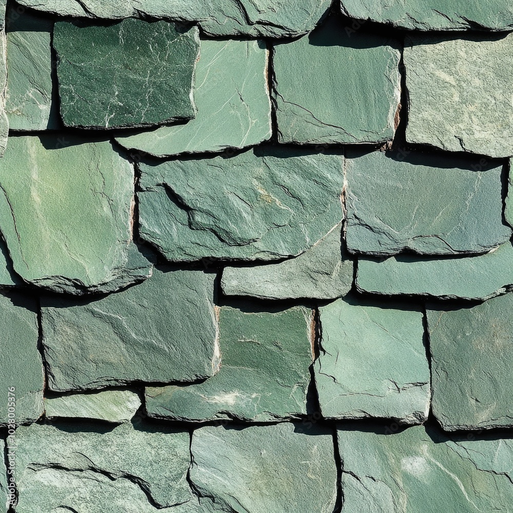 Photo of a seamless roof tile texture with overlapping green slate ...