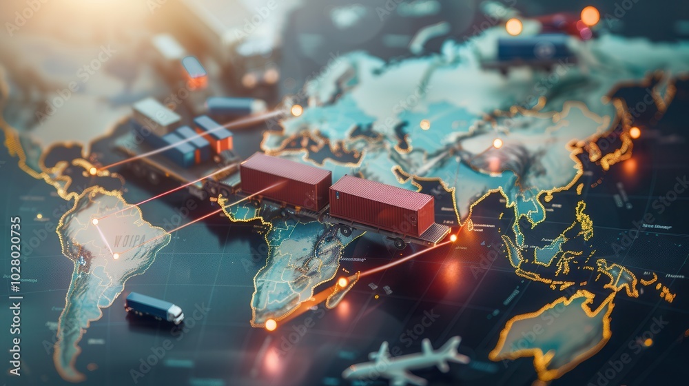 This illustration highlights major transport routes and various modes ...