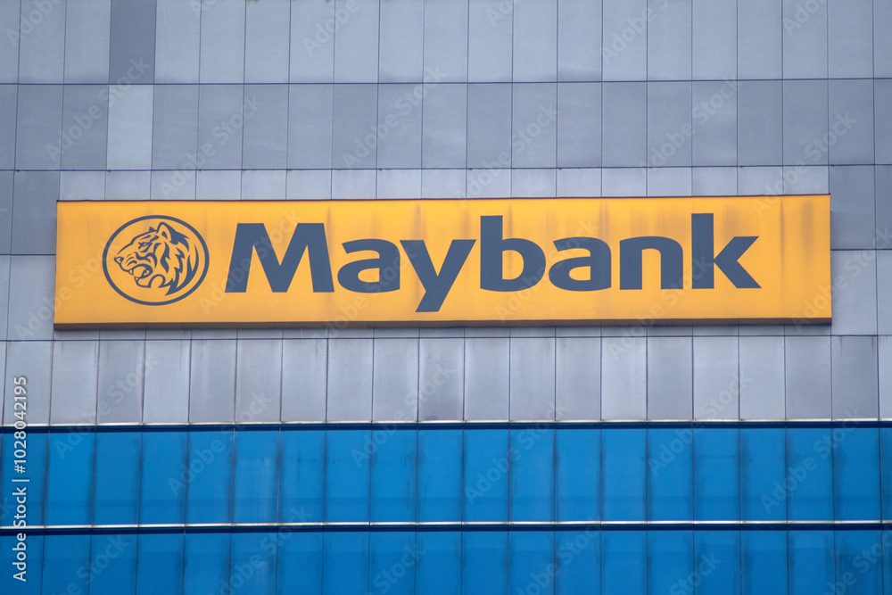 Maybank logo at Maybank Tower at Raffles Places, Singapore. Stock Photo ...