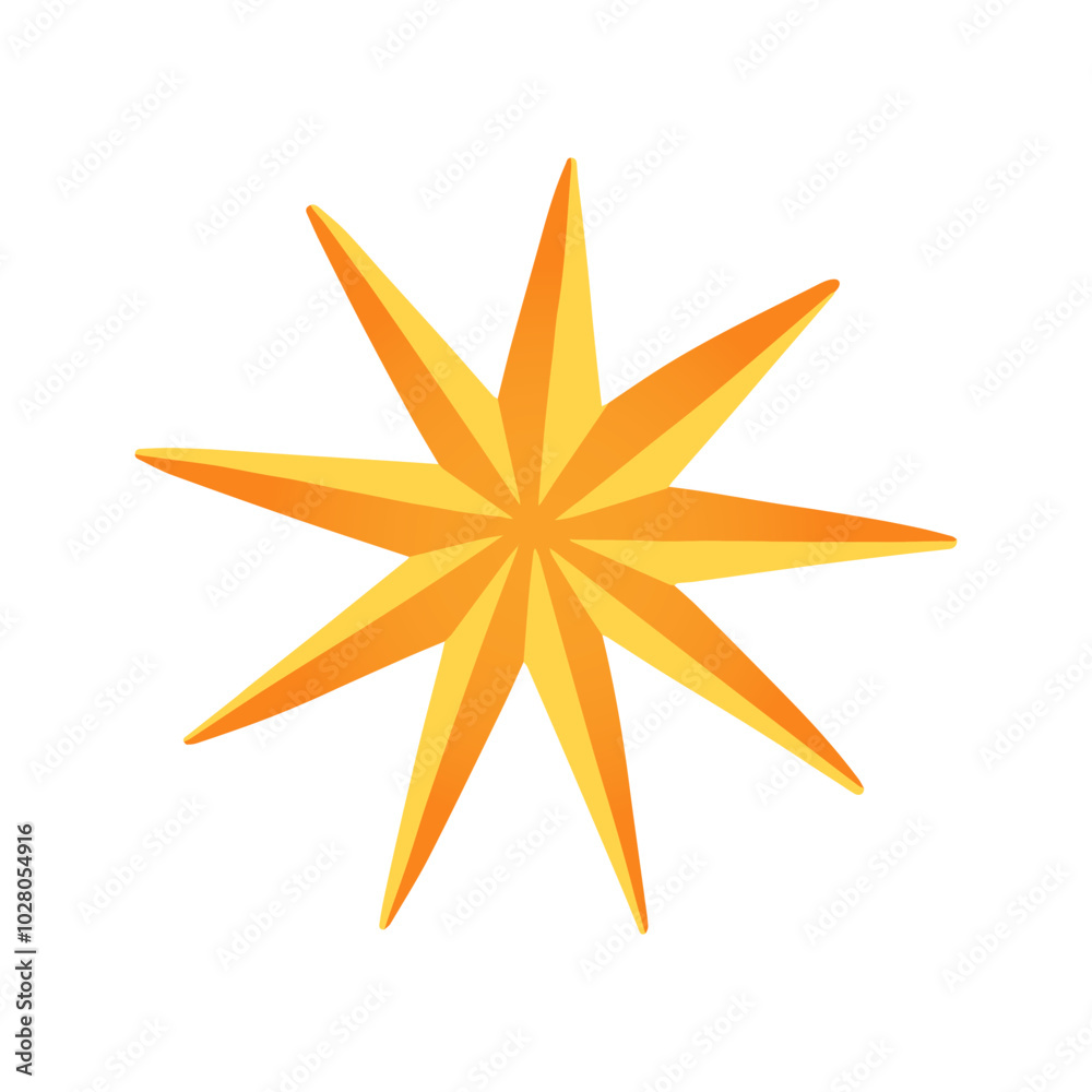 Cartoon vector illustration of cute Christmas tree topper star isolated ...