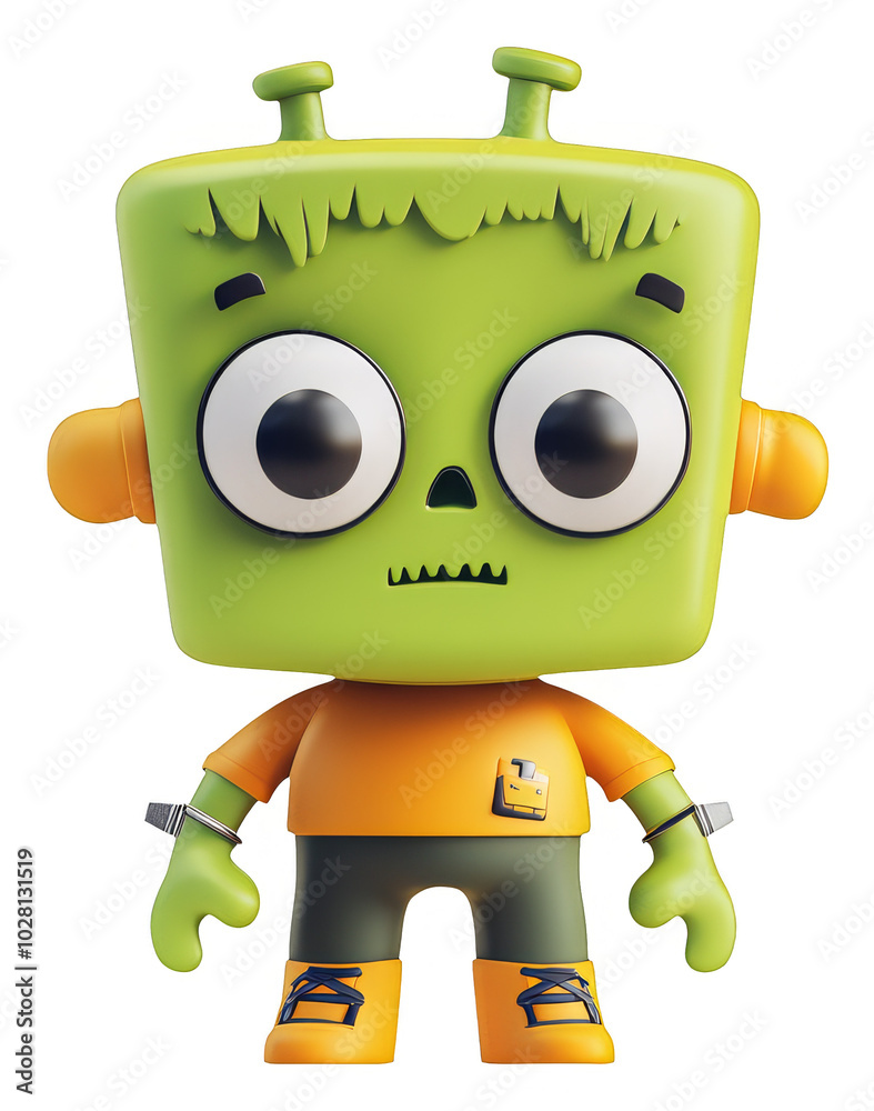 Cute Green Cartoon Robot Character Illustration with Transparent ...