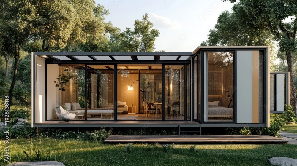 Modular family home design, depicting a home built with prefabricated ...