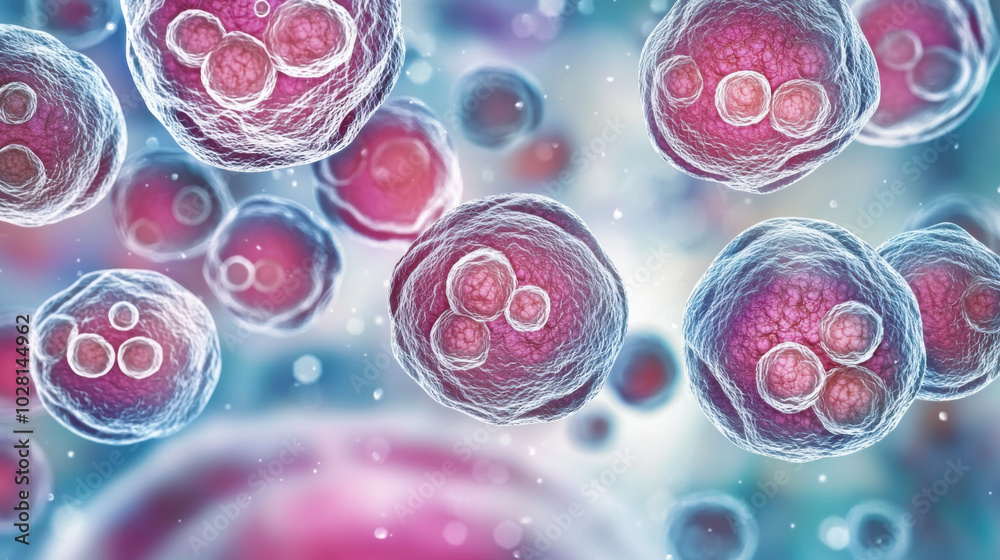 Microscopic View of a Cell with Multiple Nuclei Stock Photo | Adobe Stock