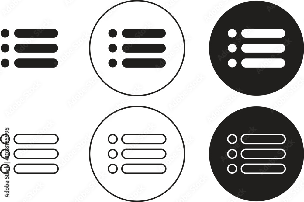 Hamburger web and mobile app menu flat and line icons set. Basic app ui page symbols. Internet ...