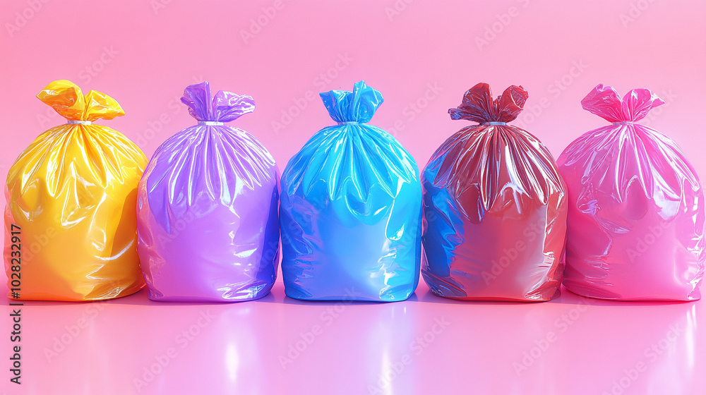 garbage bags piled against a blank background, symbolizing waste ...